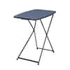 Cosco 18 in. Dark Blue Plastic Adjustable Height Folding Utility Table ...