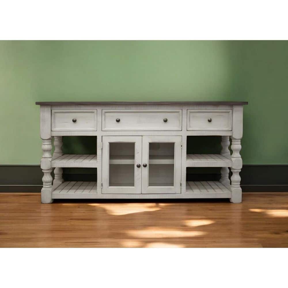 HomeRoots Ivory TV Stand Fits TV's up to 60 in. with Drawers;Shelves ...