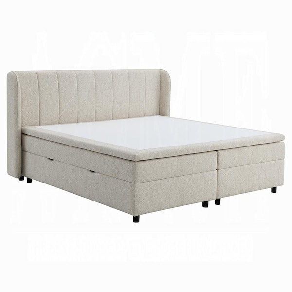 Acme Furniture Parker Beige Wood Frame Queen Platform Bed with Storage ...