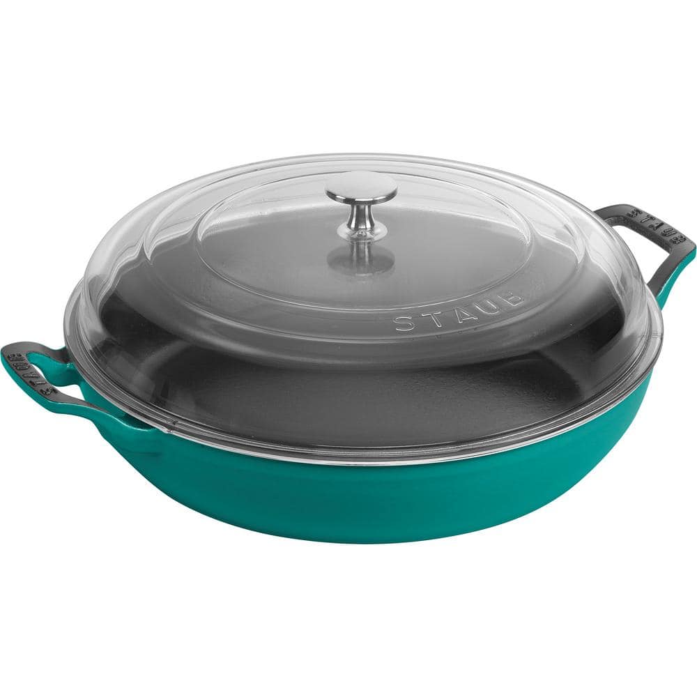 staub Cast Iron 3. 5 qt. Braiser with Glass Lid - Turquoise 1024248 ...