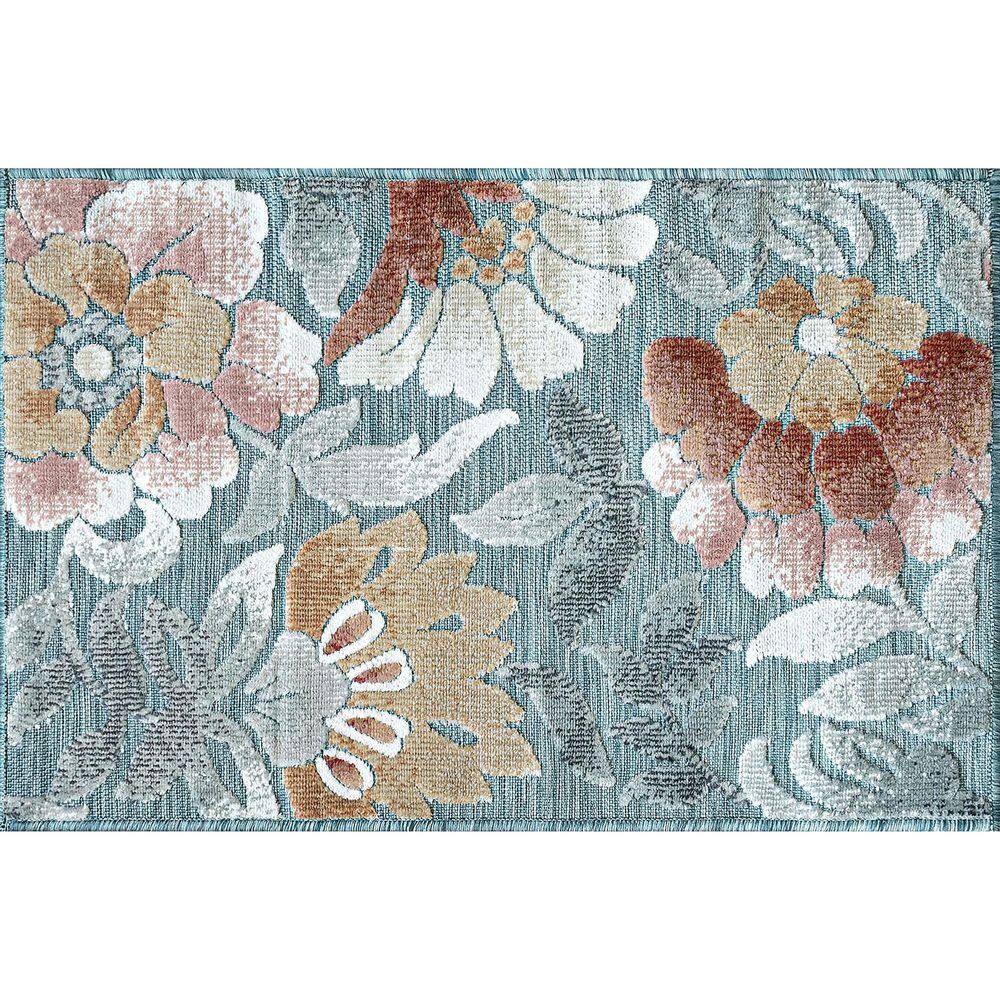 Tayse Rugs Tropic Floral Aqua 2 ft. x 3 ft. Indoor/Outdoor Area Rug ...
