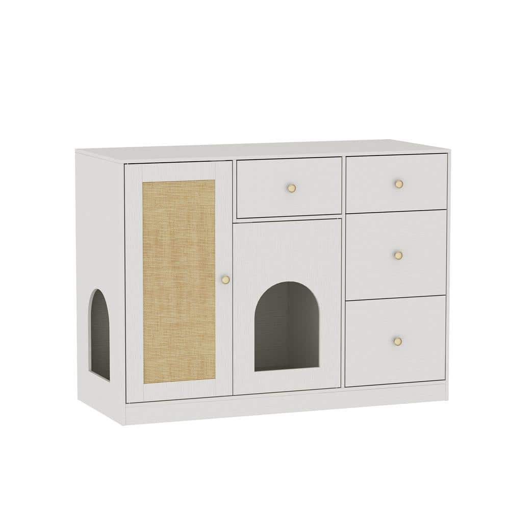 FUFU&GAGA Cat House Litter Box Enclosure with Sisal Door and 2 Cat ...