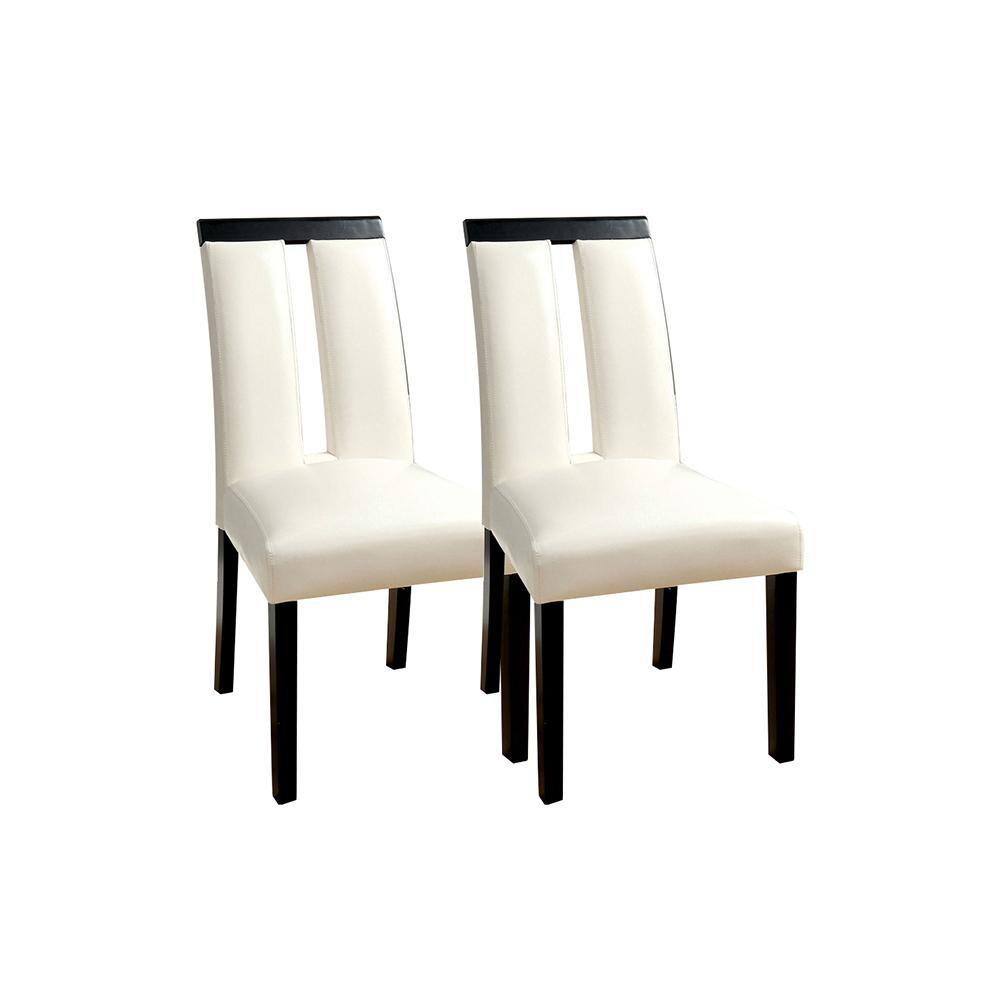 Aladdin Black/White Leather Side Chair Set of 2 AD8336SC-2PK - The Home ...