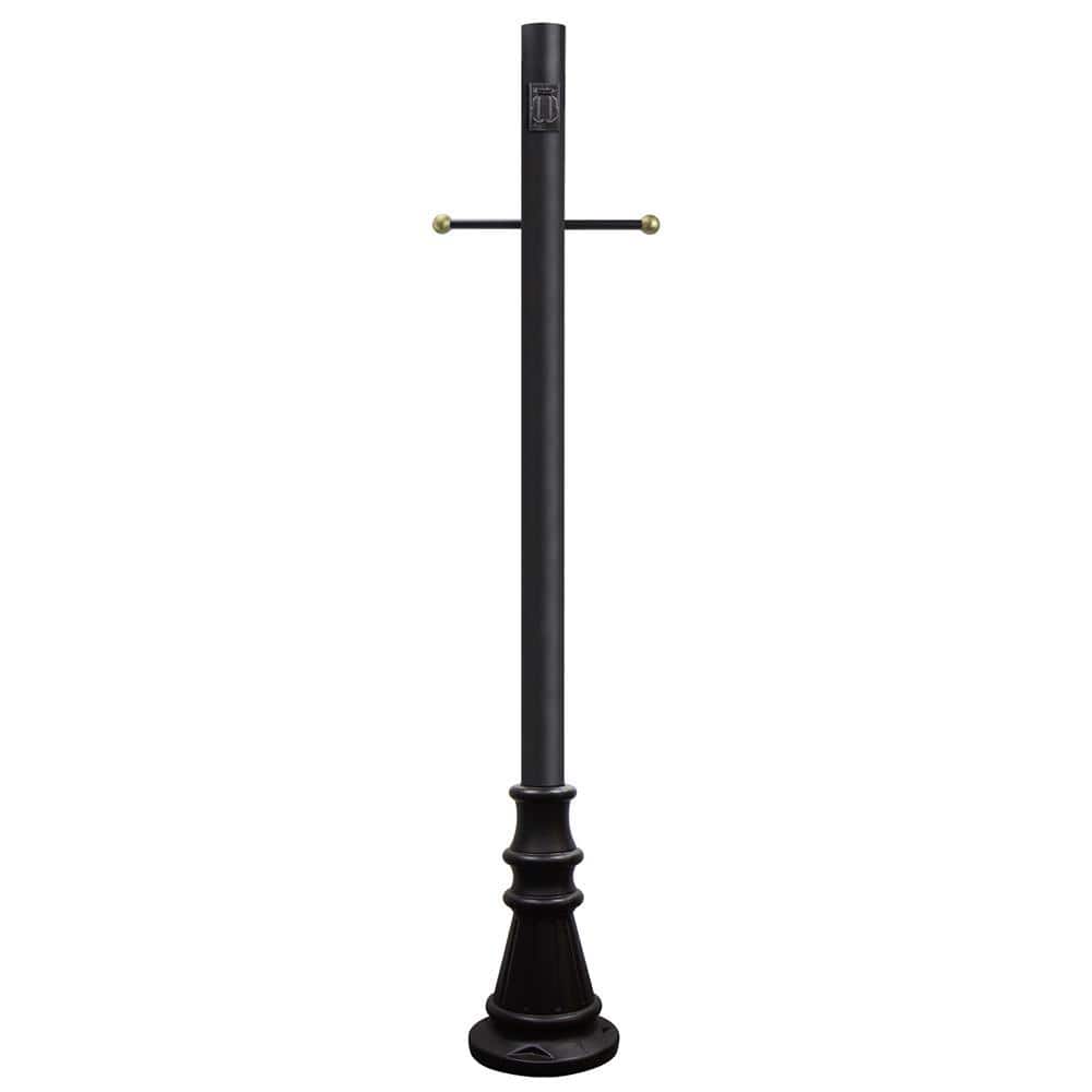 SOLUS 6 ft. Black Outdoor Surface Mount Lamp Post with Cross Arm ...