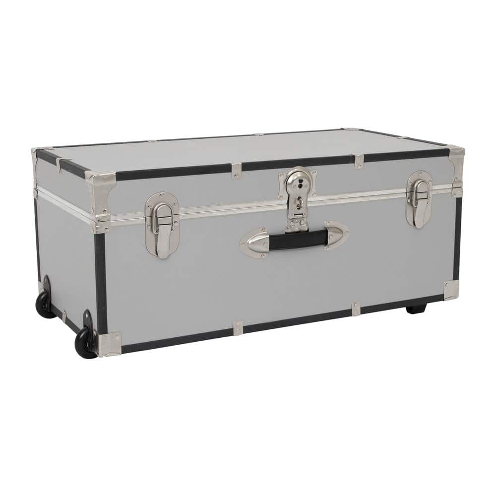 Seward Trunk 30 in Trunk with Wheels and Lock Wood Construction, Gray