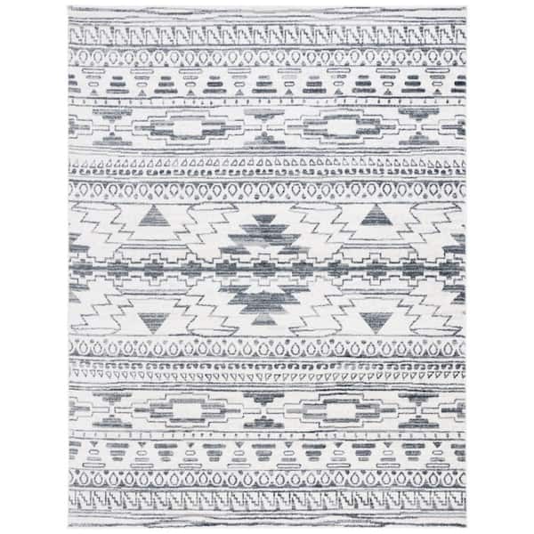 SAFAVIEH Layla 8 ft. x 10 ft. Ivory/Gray Aztec Striped Area Rug LAY105A ...