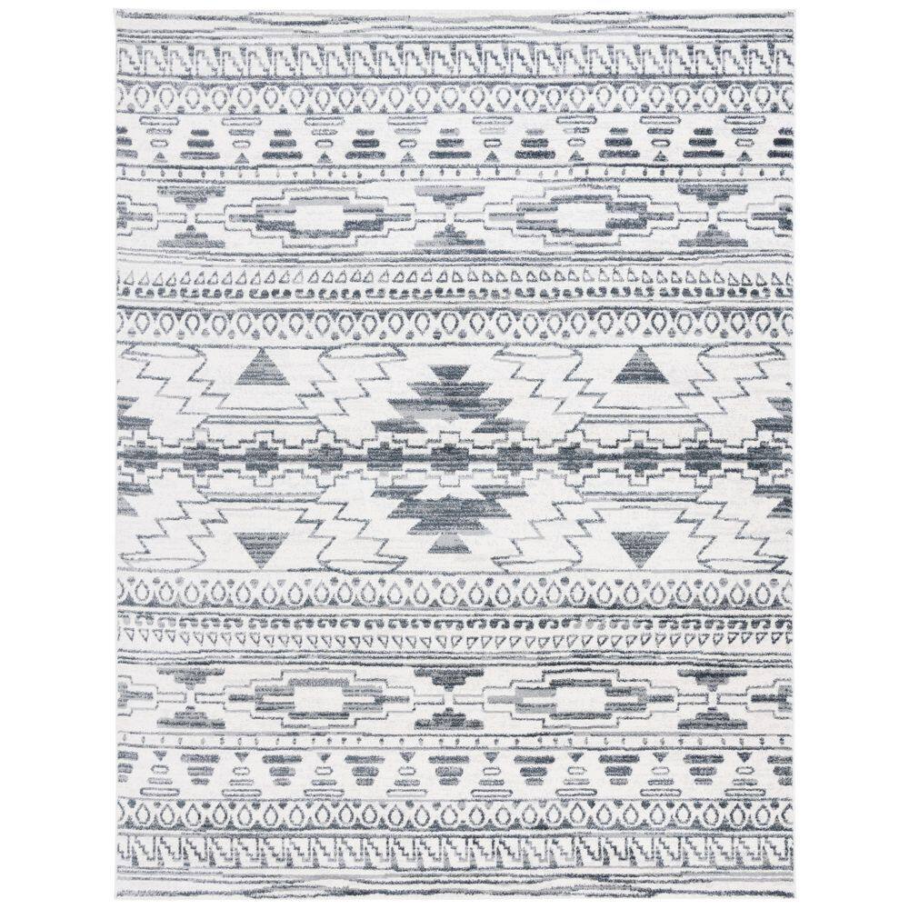 SAFAVIEH Layla 9 ft. x 12 ft. Ivory/Gray Aztec Striped Area Rug LAY105A ...
