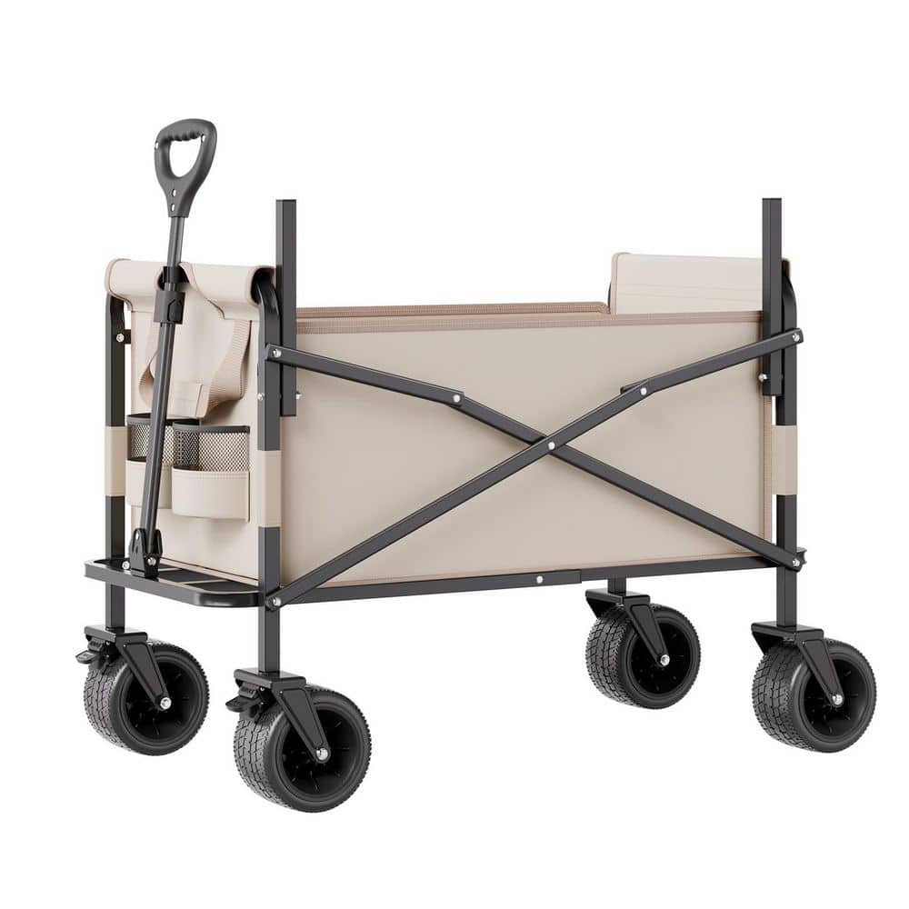 SKYSHALO 12.7 cu. ft. Collapsible Folding Wagon 550 lb. Load Fabric ...