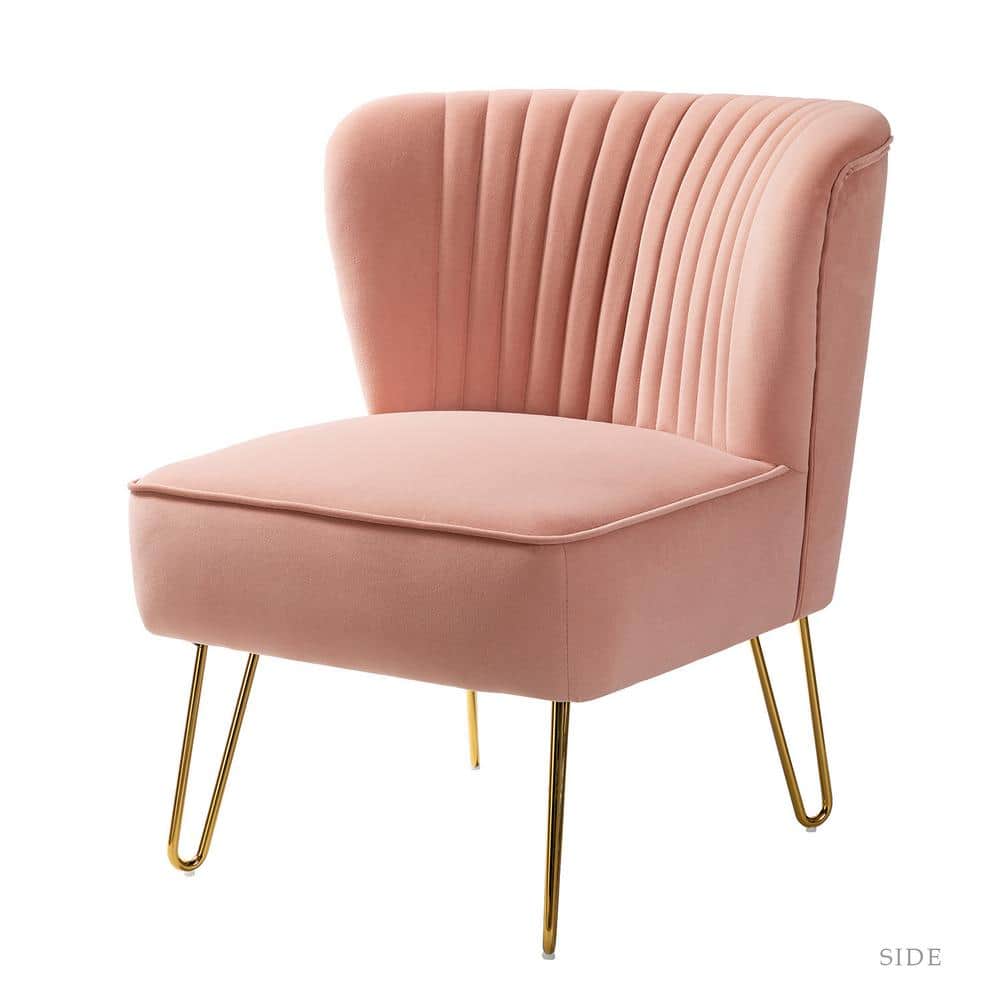 JAYDEN CREATION Alonzo Pink Side Chair with Tufted Back CHM0120-PINK ...