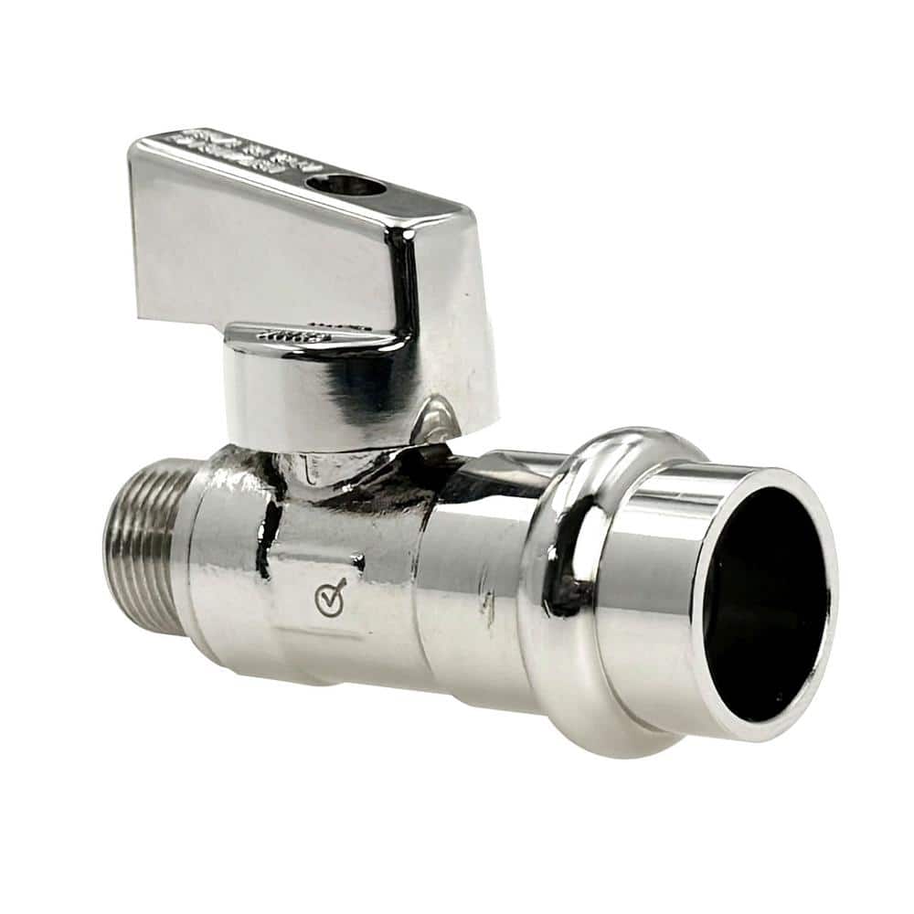 PLUMBFLEX 1/2 in. Press x 3/8 in. OD COMP Quarter Turn Straight Compact ...