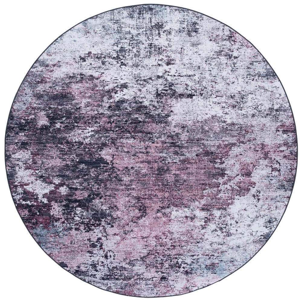 SAFAVIEH Tacoma Plum/Black 6 ft. x 6 ft. Machine Washable Distressed ...