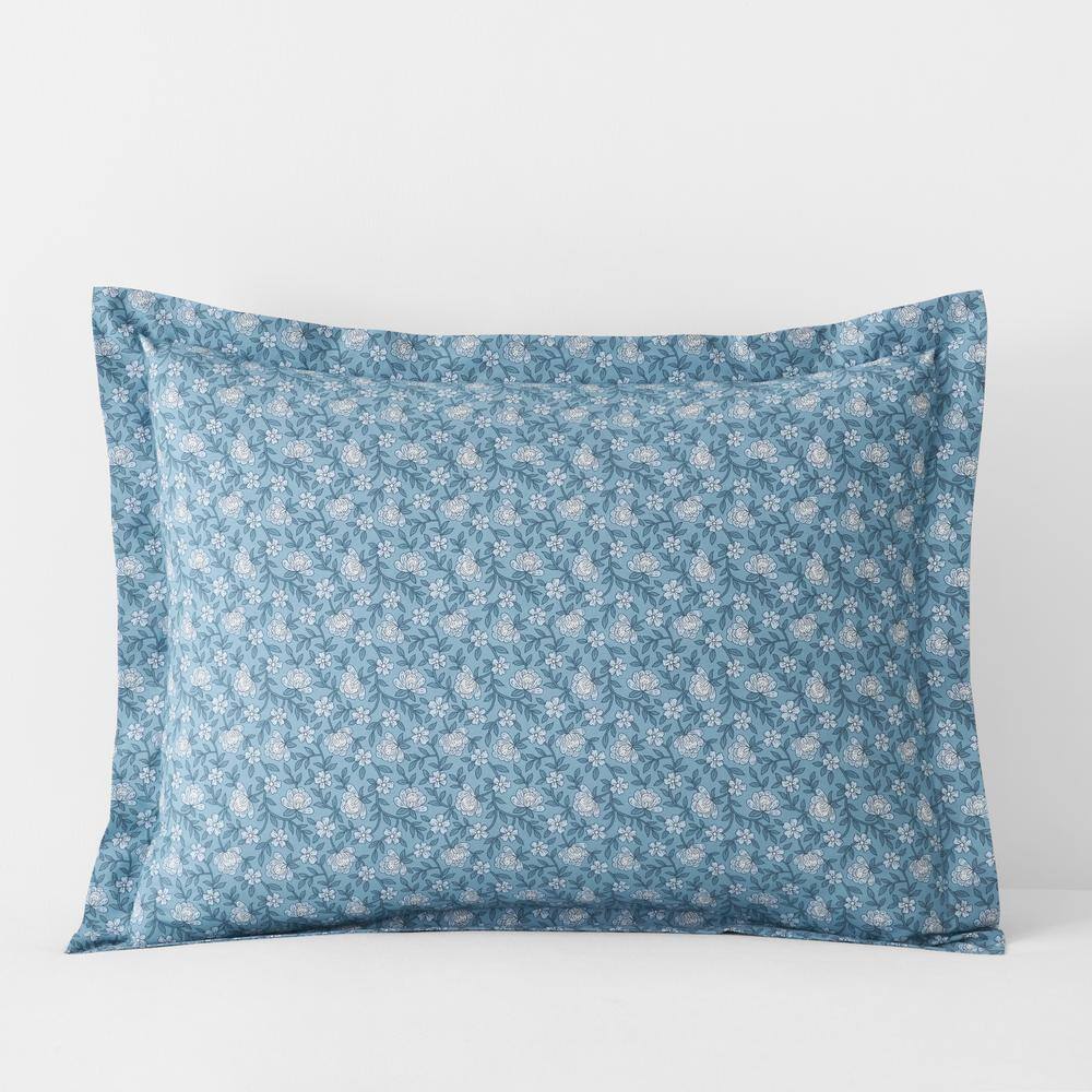 The Company Store Company Cotton Mini Floral Vine Blue Cotton Percale ...