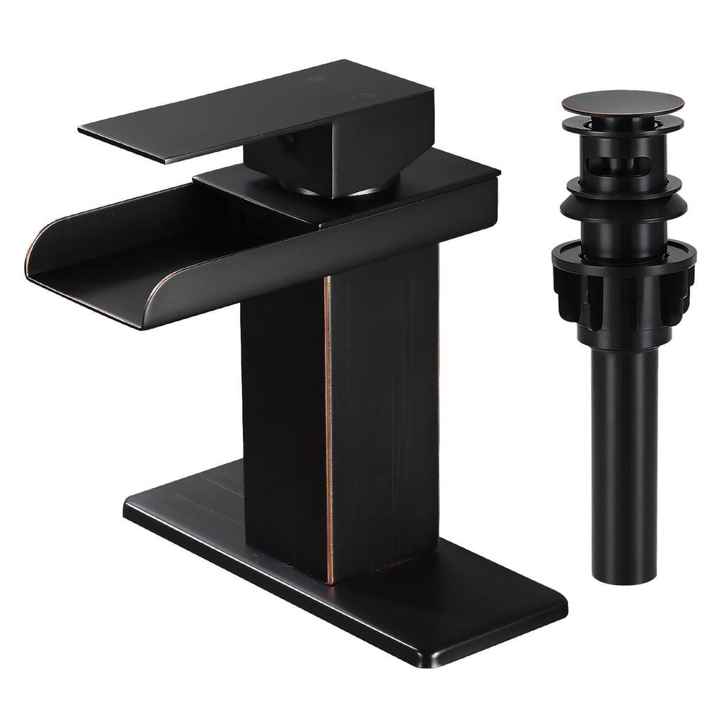 AKLFGN Waterfall Single Hole Single-Handle Low-Arc Bathroom Faucet in ...