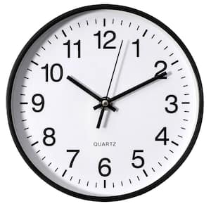 CLOCKWISE 8 in. Round Quartz Wall Clock Non-Ticking Battery Operated ...
