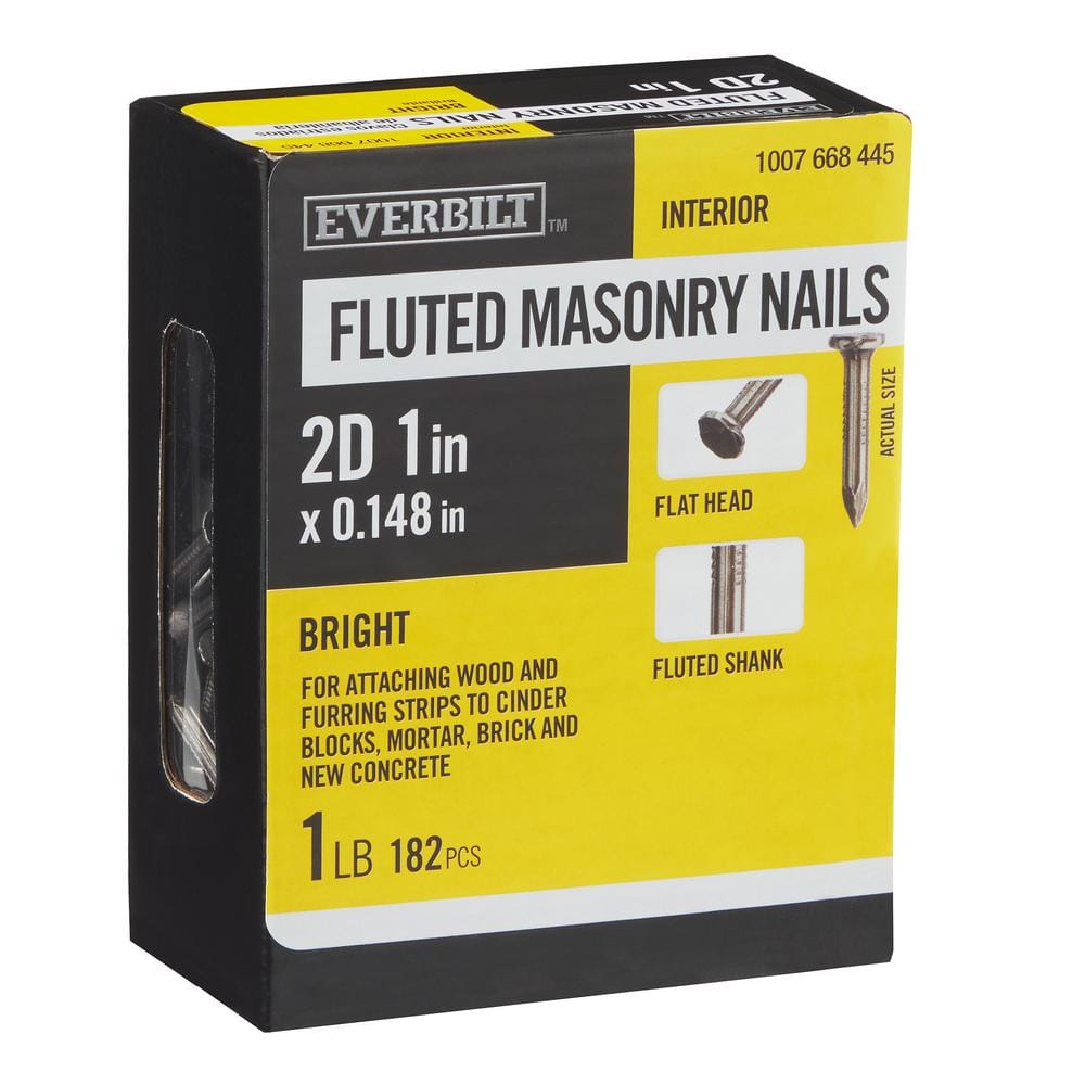 Everbilt 1 in. x 2D Bright Non-Collated Flooring Nails Fluted Masonry 1 ...