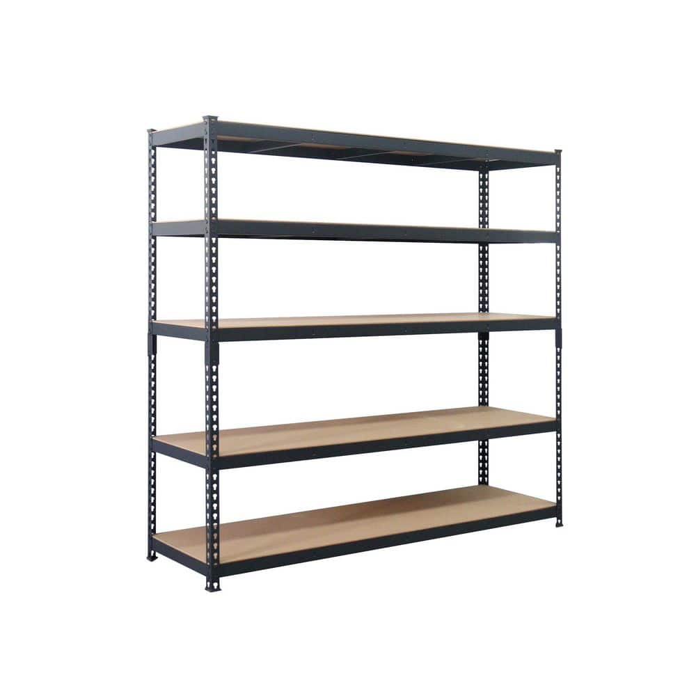 AR SHELVING Black Label 5-Tier Powder-Coated Steel Storage Shelving ...