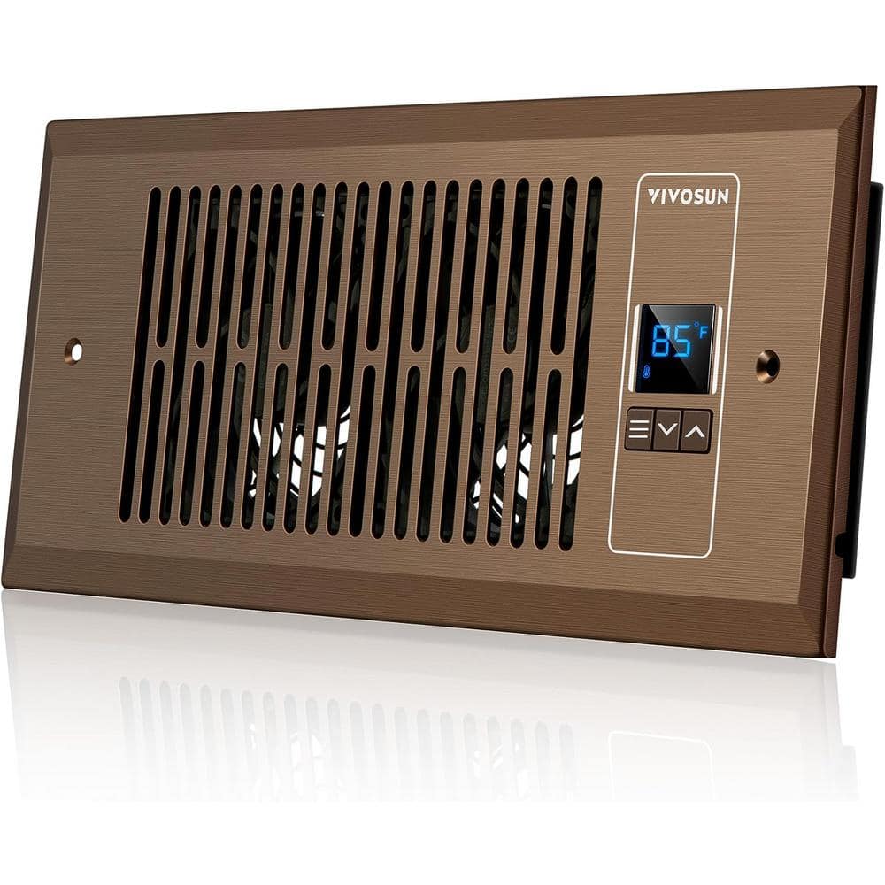 VIVOSUN 120 CFM Wall Mounted Quiet Smart Register Booster Fan with Thermostat Control in Brown ...