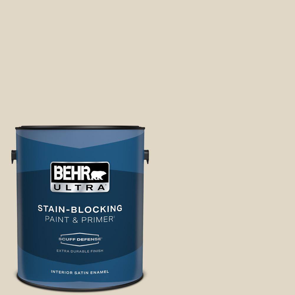 BEHR ULTRA 1 gal. #YL-W13 Sentimental Beige Extra Durable Satin Enamel ... BEHR ULTRA 1 gal. #YL-W13 Sentimental Beige Extra Durable Satin Enamel ...