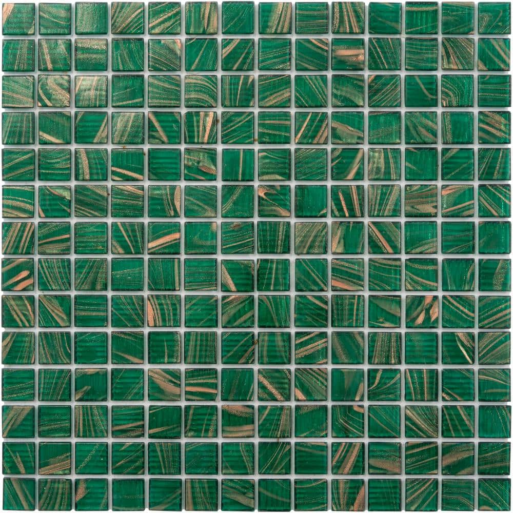 Apollo Tile Celestial 12 in. x 12 in. Glossy Lincoln Green and Gold ...