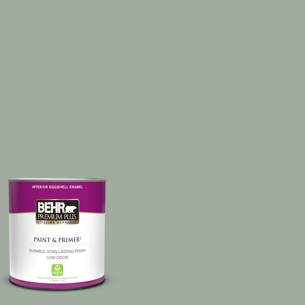 BEHR PREMIUM PLUS 1 qt. #PPU11-15 Green Balsam Eggshell Enamel Low Odor ...
