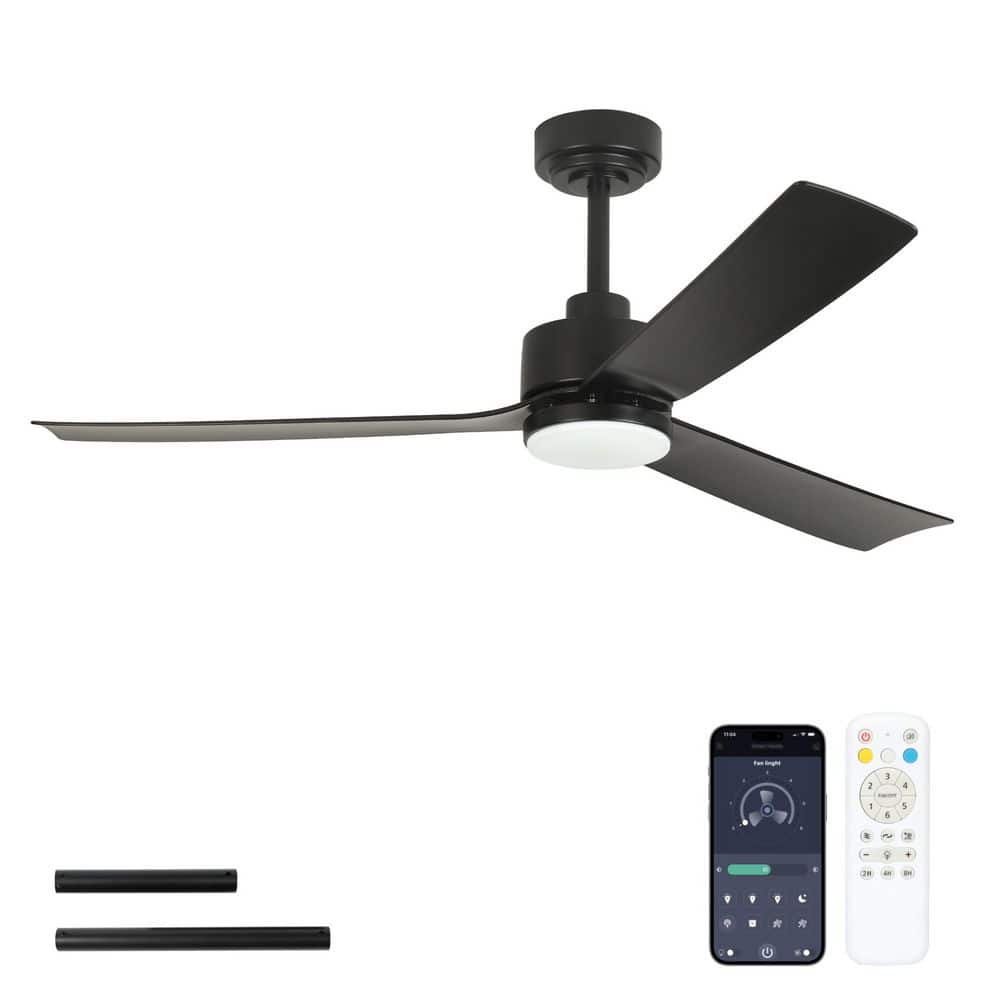 TOZING 52 in. Indoor Modern Black Low Profile Standard LED Flush Mount ...