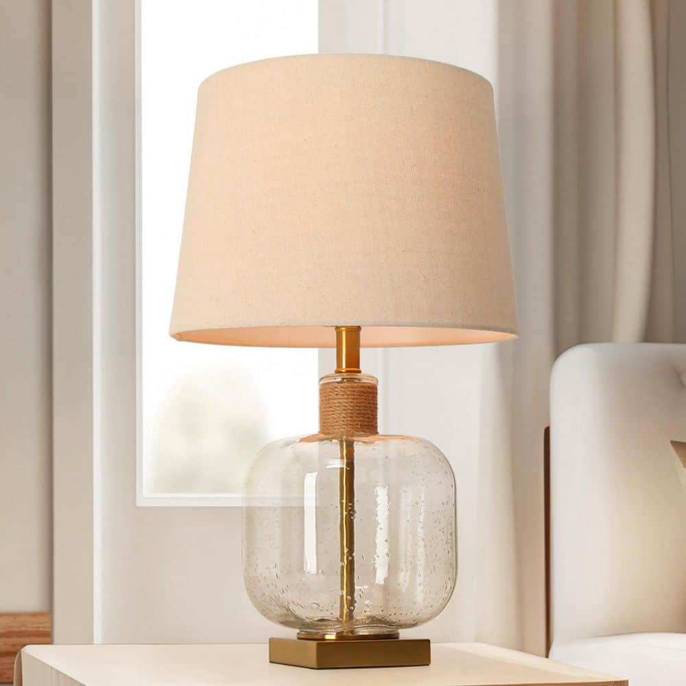 LNC Modern 24 in. Brass Seeded Glass Living Room Table Lamp Classic ...