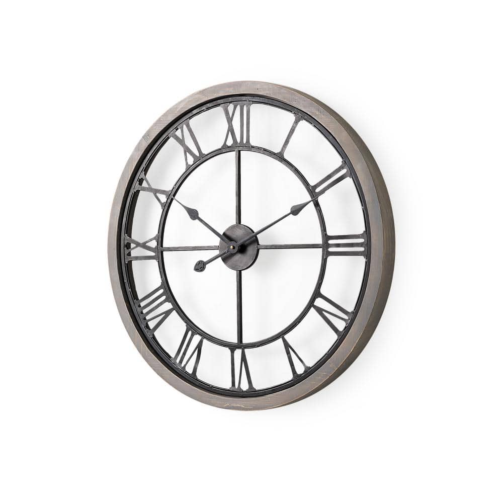 Mercana Mething Gray 25 in. Medium Farmhouse Wall Clock 69347 - The ...