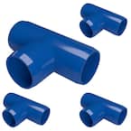 Formufit 1 in. Furniture Grade PVC Tee in Blue (4-Pack) F001TEE-BL-4
