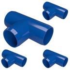 Formufit 1 in. Furniture Grade PVC Tee in Blue (4-Pack) F001TEE-BL-4