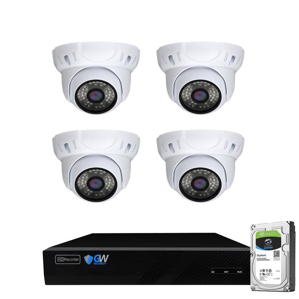 GW Security 8-Channel 5MP 1TB NVR Security Camera System with 4 Wired ...