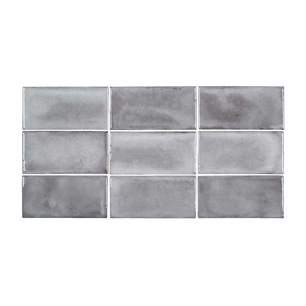Jeffrey Court Gris Rustico 3 in. x 6 in. Glossy Textured Ceramic Wall ...
