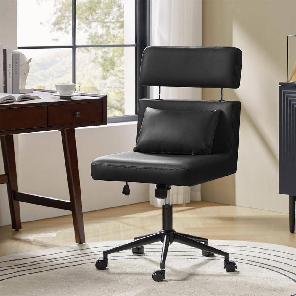 JAYDEN CREATION Ruby Faux Leather Ergonomic Office Chair in Black with ...
