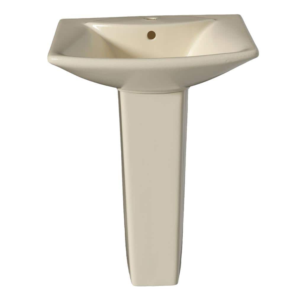 Aguamaph 19 in. D x 24 in. W Pedestal Combo Bathroom Sink in Bone ...
