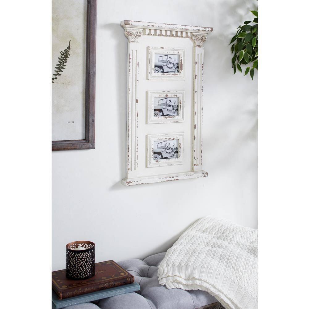 Litton Lane 4 in. x 6 in. White 3 Slot Wall Photo Frame 20491 - The ...