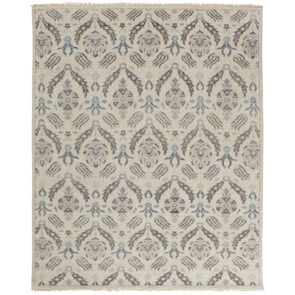 HomeRoots 2 ft. x 8 ft. Gray, Ivory Floral Area Rug 2000513097 - The ...