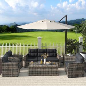 WESTIN OUTDOOR Alpine 6-Piece Rattan Wicker Outdoor Patio Conversation ...