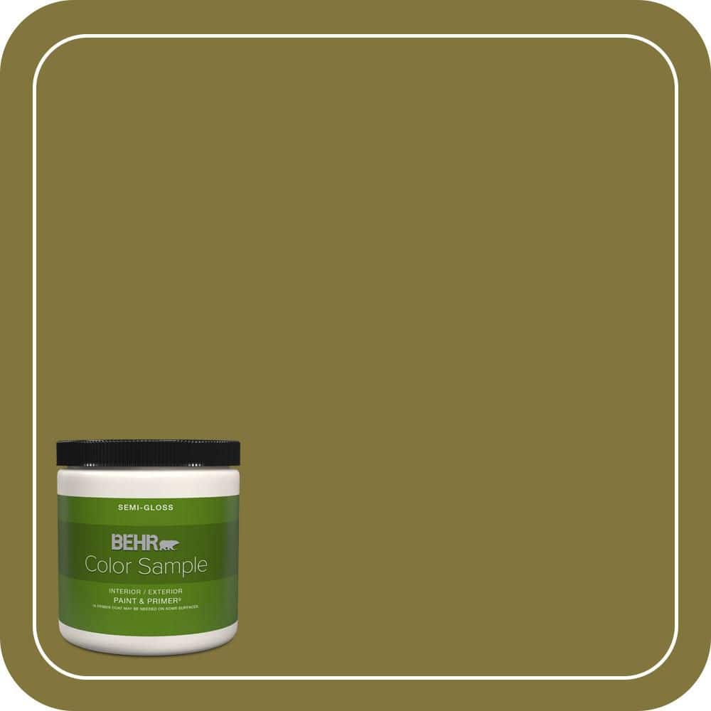 BEHR PREMIUM PLUS 8 oz. #390D-7 Marsh Grass Semi-Gloss Interior ...