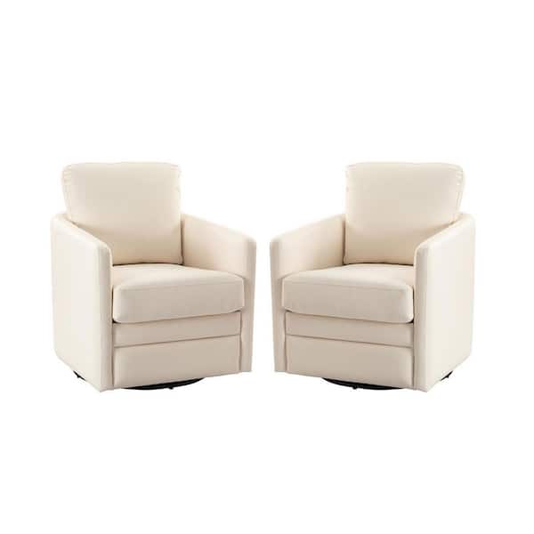 ARTFUL LIVING DESIGN Rosario Ivory Vegan Leather Swivel Accent Chair ...