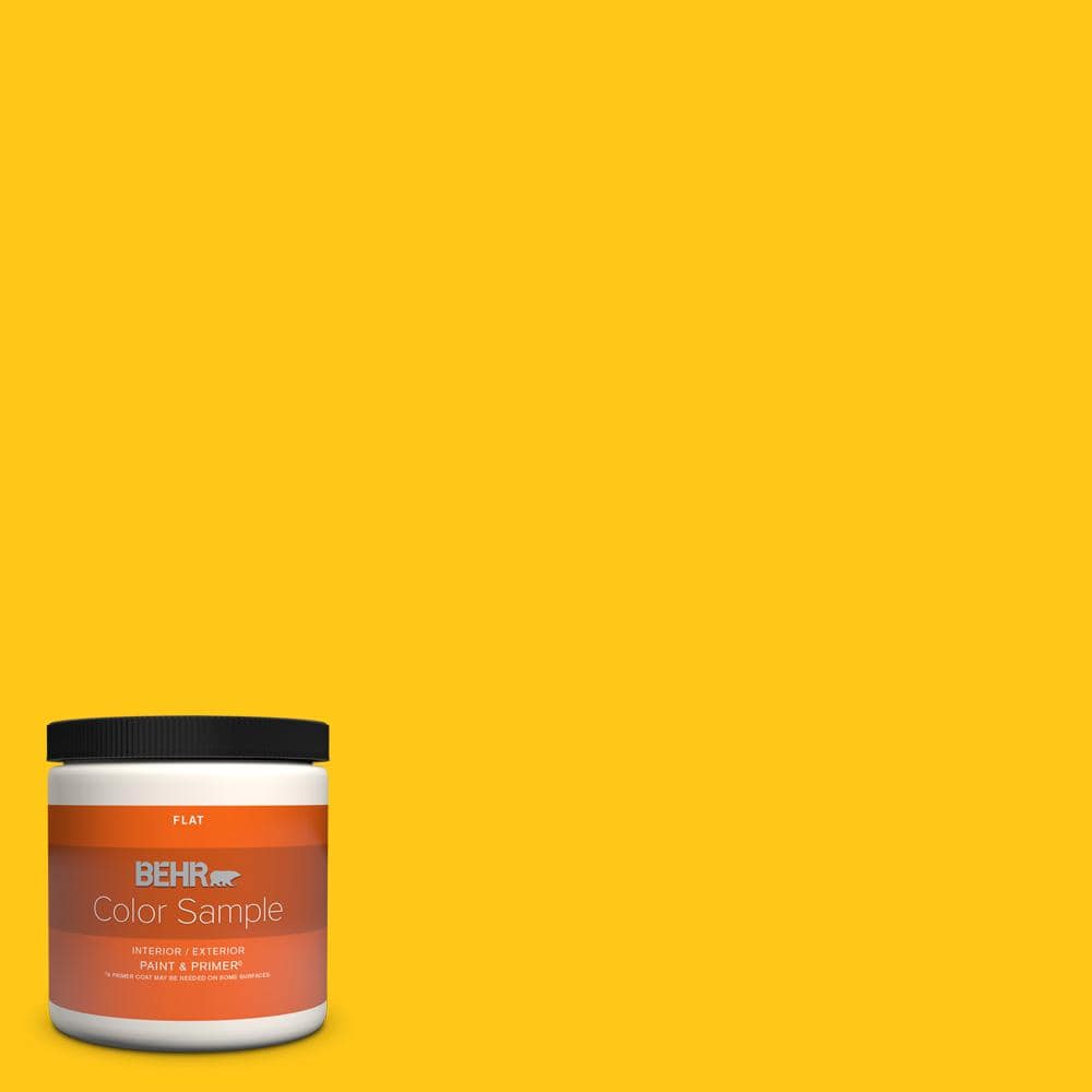 BEHR PREMIUM PLUS 8 oz. #P300-7 Unmellow Yellow Flat Interior/Exterior ...