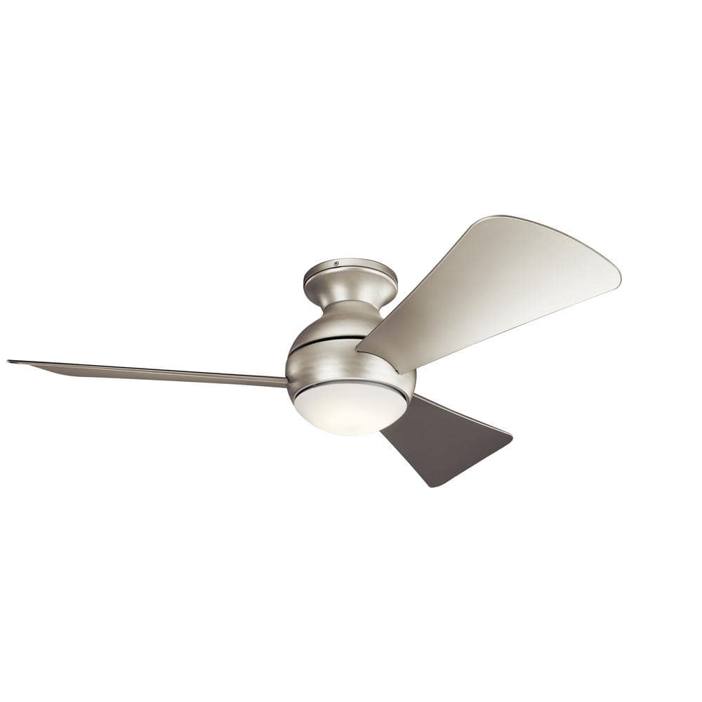 KICHLER Sola 44 in. Indoor/Outdoor Brushed Nickel Low Profile Ceiling ...