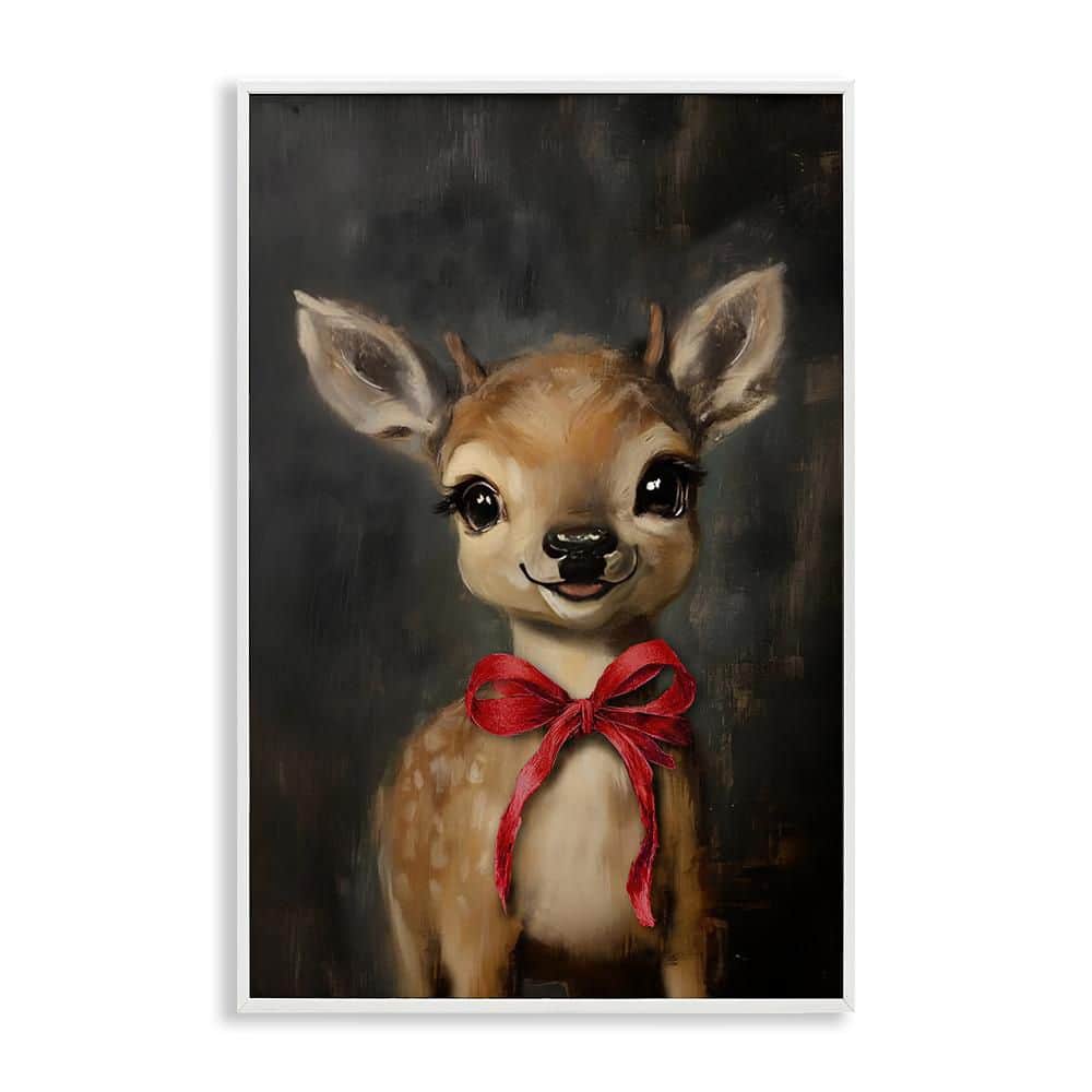 Stupell Industries Spotted Fawn with Red Bow by Lettered and Lined 1 ...