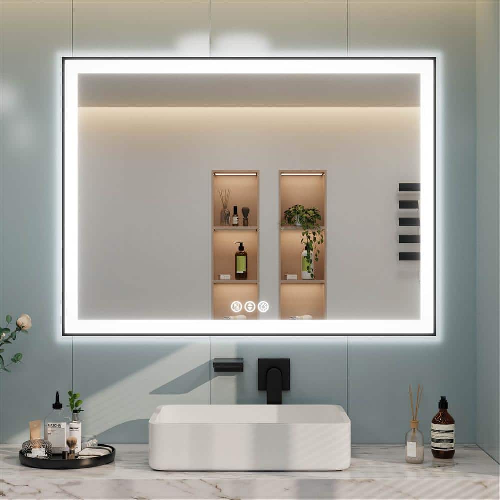 INSTER MOC 48 in. W x 36 in. H Large Rectangular Framed LED Lighted ...