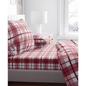 4-Piece Red Plaid Full Sheet Set M597435 - The Home Depot