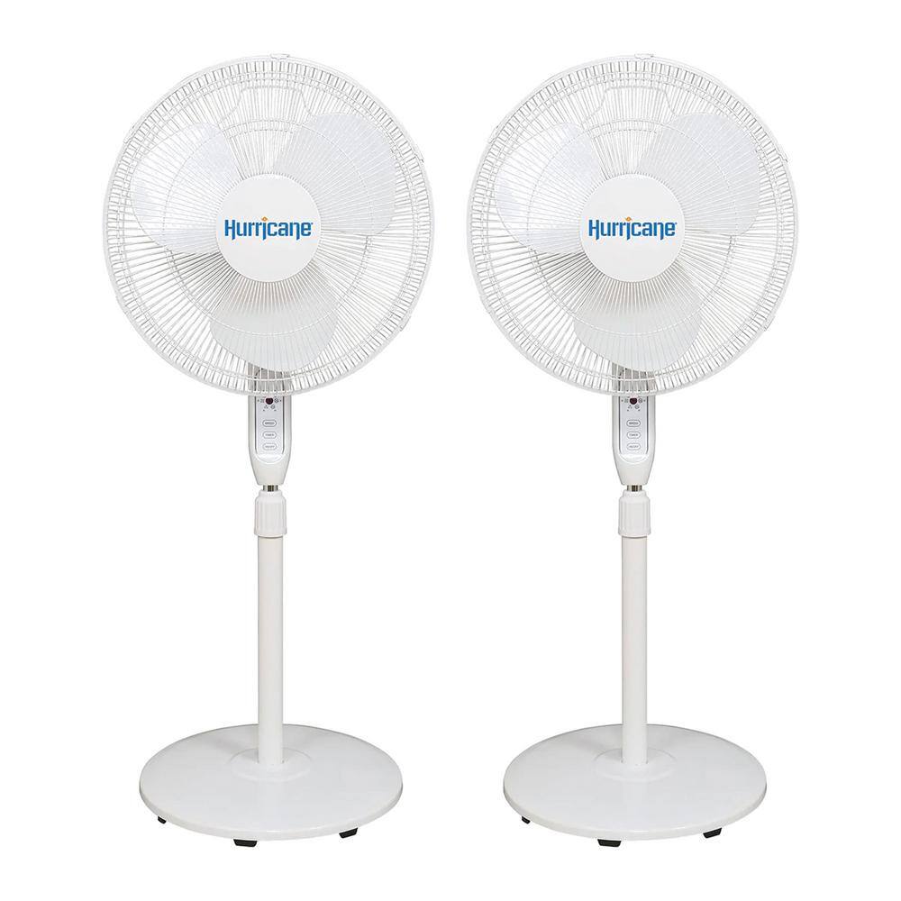 Hurricane 16 in. 3-Speed Oscillating Stand Pedestal Fan in White with ...