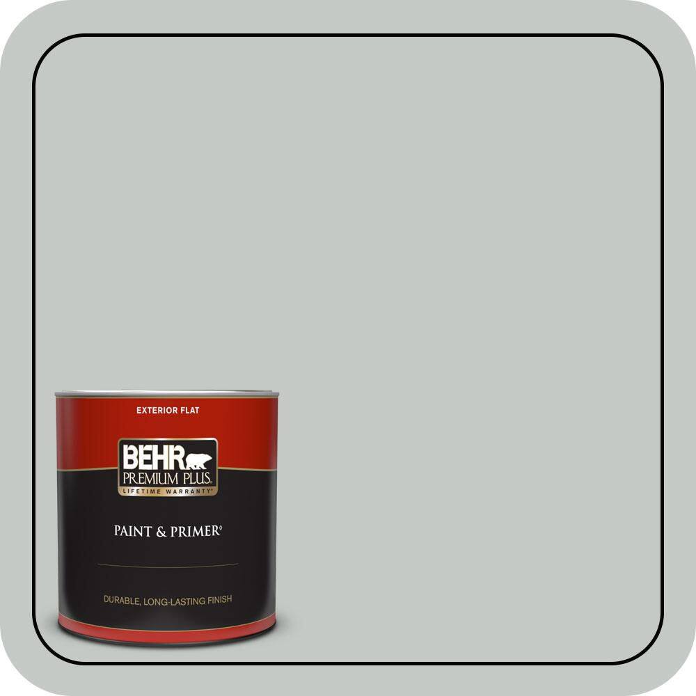 BEHR PREMIUM PLUS 1 Qt. #BNC-07 Frosted Silver Flat Exterior Paint ...