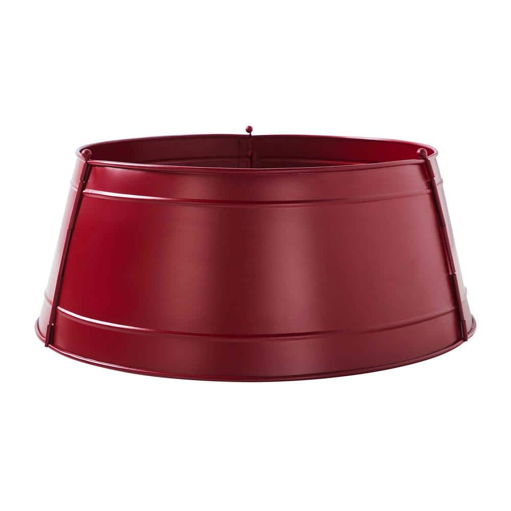 VHC BRANDS Seasons Crest 20 in. Burgundy Metal Christmas Tree Collar ...