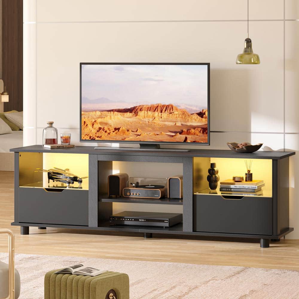 Bestier 70 in. TV Stand for 70 inch TV, Media console for PS5, LED ...