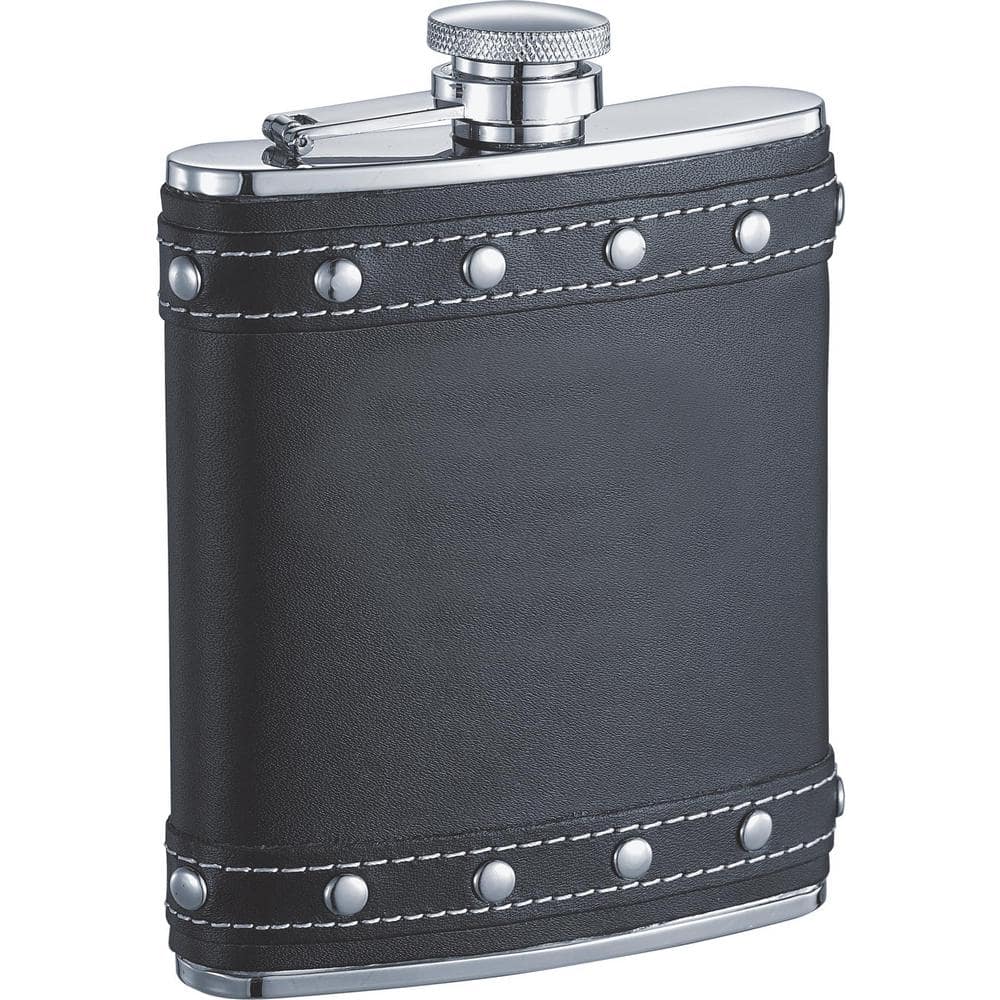 Visol Rocker X Black Leather Studded Liquor Flask VF1220NP - The Home Depot
