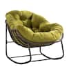 BTMWAY Indoor and Outdoor PE Wicker Outdoor Rocking Chair w/ Olive ...