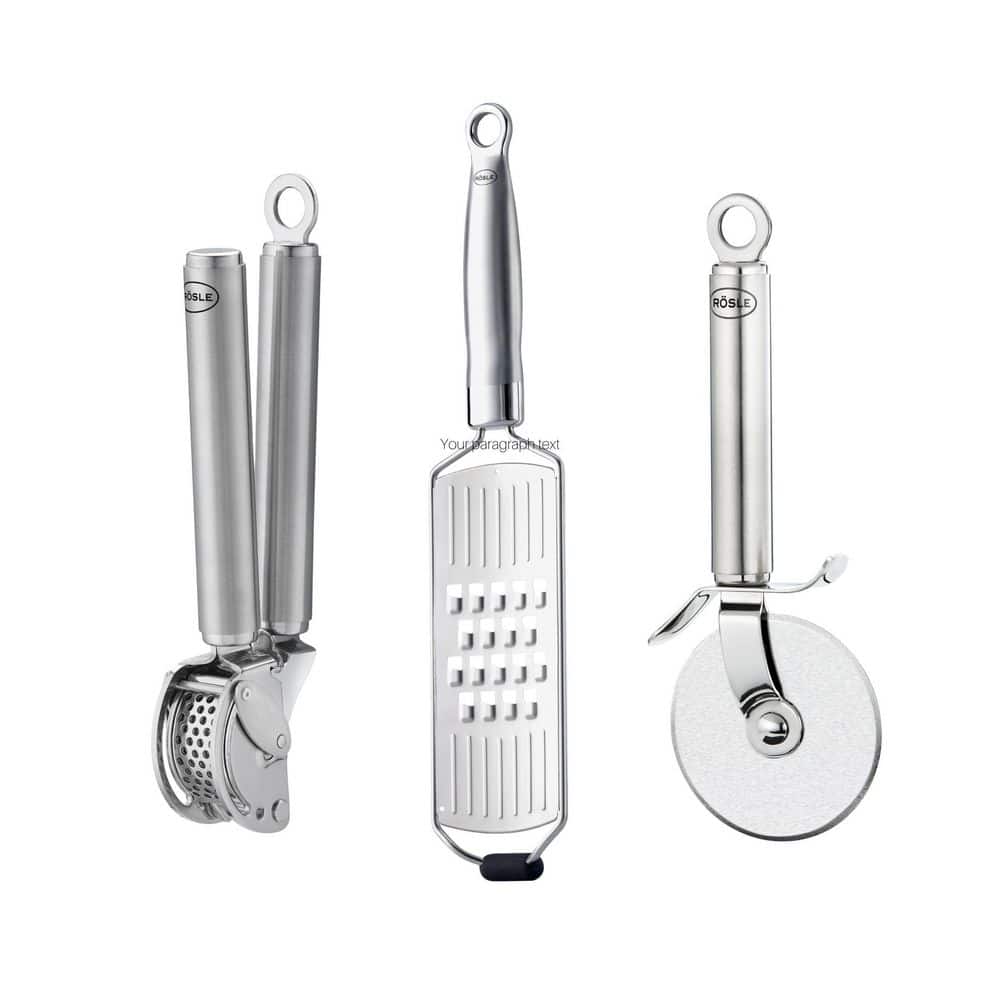 Rosle Italian Night Set - 3 pcs - Pizza Cutter, Garlic Press and Coarse ...